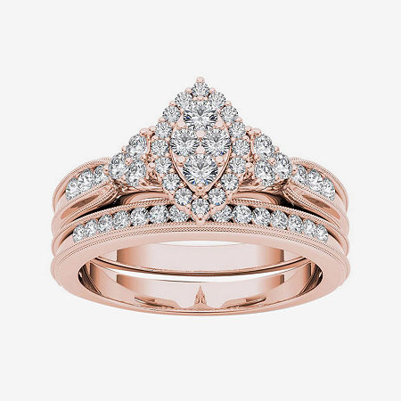 Click here for 1/2 CT.T.W. Natural Diamond 10K Rose Gold Bridal R... prices