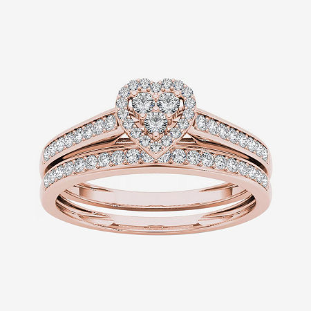 Click here for 1/2 CT.T.W. Natural Diamond 10K Rose Gold Heart-Sh... prices