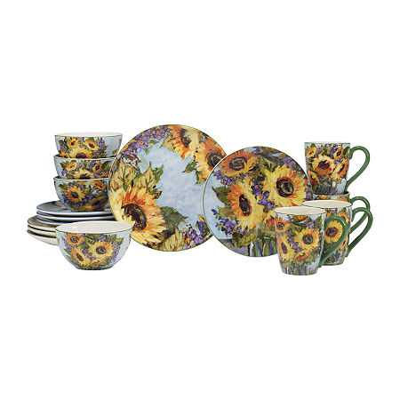 Certified International Sunflower Bouquet 16 Pc-Dinnerware Set  Service for 4