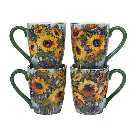 Certified International Sunflower Bouquet Set of 4 Mug 14 oz.
