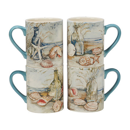 Certified International Coastal Landscape Set of 4 Mug 14 oz.