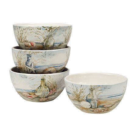 Certified International Coastal Landscape Set of 4 Ice Cream Bowl