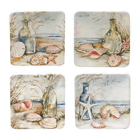 Certified International Coastal Landscape Set of 4 Canape Plates  6