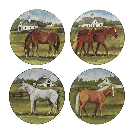 Certified International York Stables Set of 4 Dinner Plate 10.5