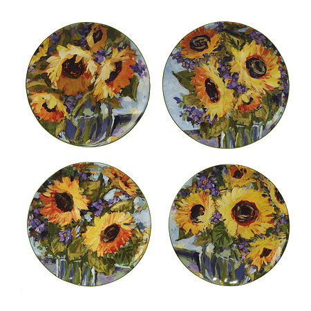 Certified International Sunflower Bouquet Set of 4 Salad Plate 9