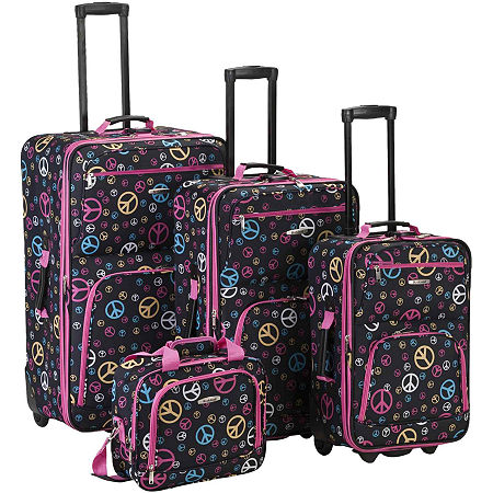Rockland 4-Pc. Softside Luggage Set - Peace Signs