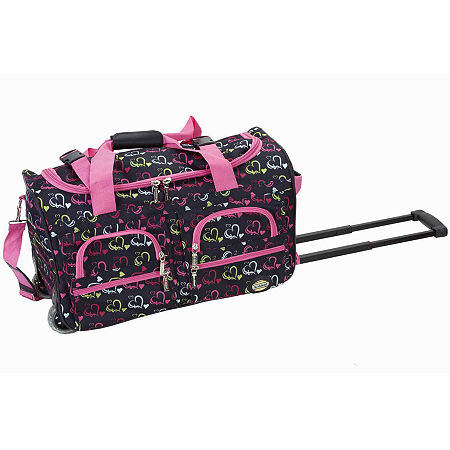 Rockland 22 Carry-On Rolling Duffle Bag - Neon Hearts