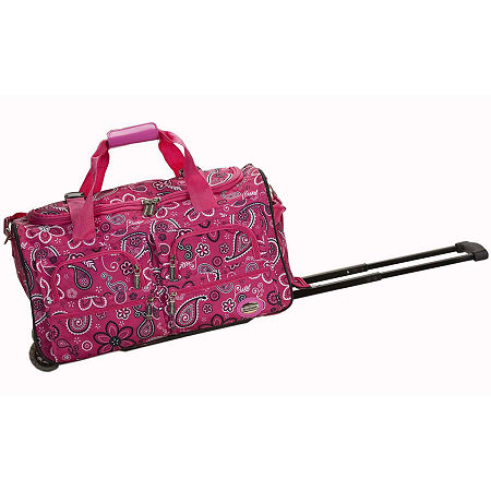 Rockland 22 Carry-On Rolling Duffle Bag - Pink Paisley