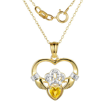 Click here for Heart-Shaped Genuine Citrine and Diamond-Accent Cl... prices