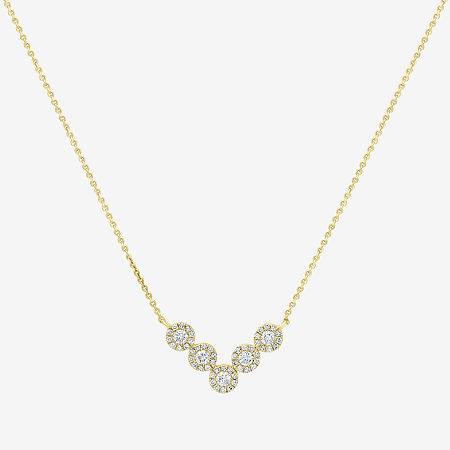 Click here for V-Shaped Womens White Diamond 14K Gold 15 Inch Che... prices