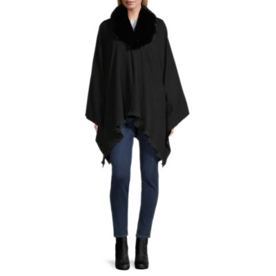 Liz Claiborne Fur Collar Wrap, Color: Black - JCPenney