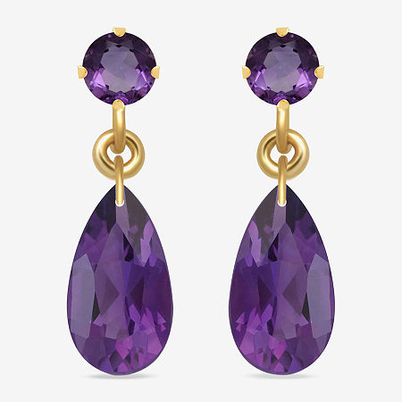 Click here for Gemstone 10K Gold Drop Pear Earrings  One Size  Am... prices