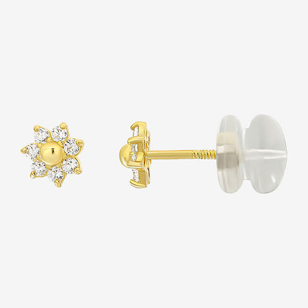 Click here for Girls 14K Yellow Gold Cubic Zirconia Flower Stud E... prices