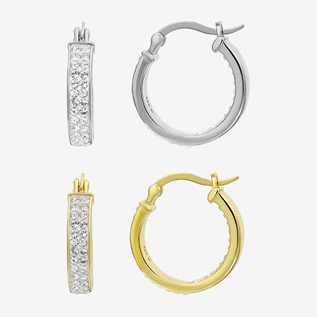 Click here for Inside-Out Crystal Hoop Earrings 2-Pair Set  One S... prices