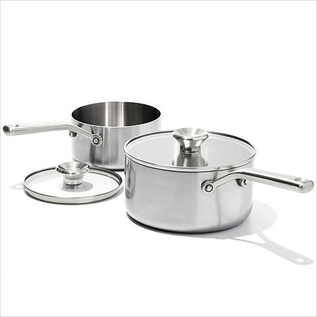 Oxo Mira Tri-Ply Stainless Steel 4 Piece Saucepan Set - Stainless Steel