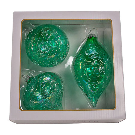 Click here for Kurt S. Adler 80MM Glass Iridescent Green 3pc. Orn... prices