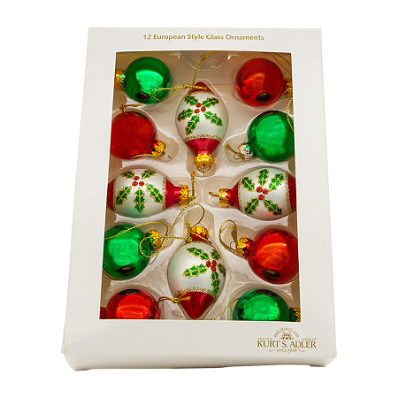 Click here for Kurt S. Adler 35MM Glass Green & Red 12pc. Ornamen... prices