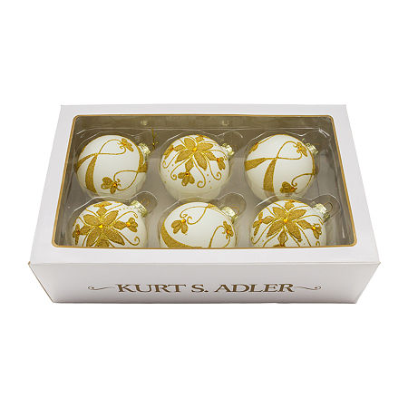 Click here for Kurt S. Adler 80mm White Balls w/ Gold Beads 6pc.... prices