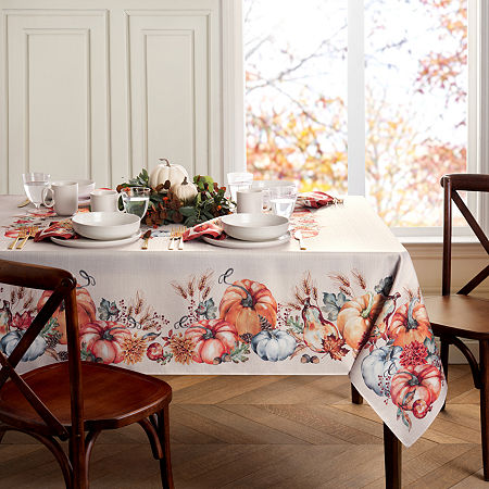 Elrene Botanical Harvest Pumpkin Engineered Tablecloth  60 x 120 - Multi