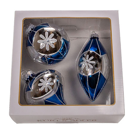 Click here for Kurt S. Adler 80MM Glass Blue Snowflake Ball 3pc.... prices