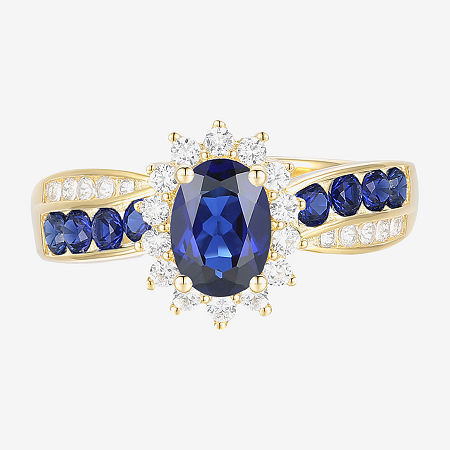Click here for Womens Gemstone 14K Gold Over Silver Halo Side Sto... prices