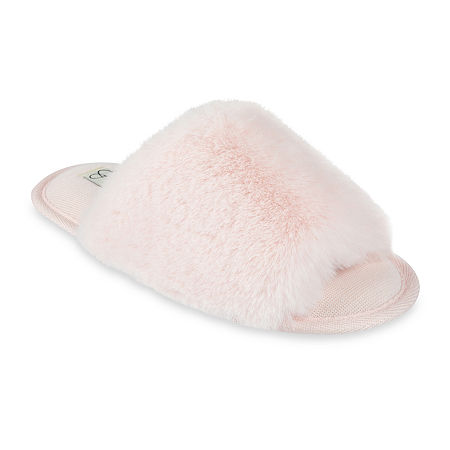 Jessica Simpson High Plush Bunny Fur Slid Womens Slip-On Slippers  X-large  Pink