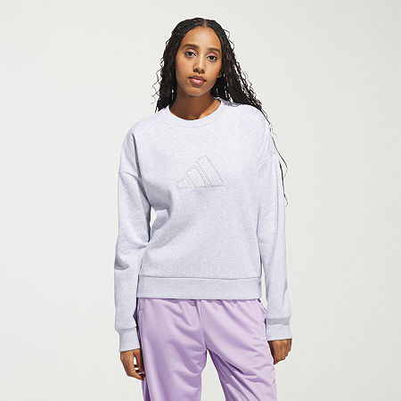 adidas Womens Faux-Pearl Logo Crewneck Sweatshirt - Light Grey Heather