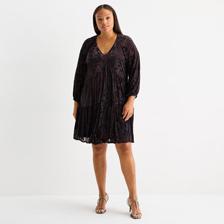 Click here for Melonie T Womens Long Sleeve Plus Floral Velvet Ba... prices