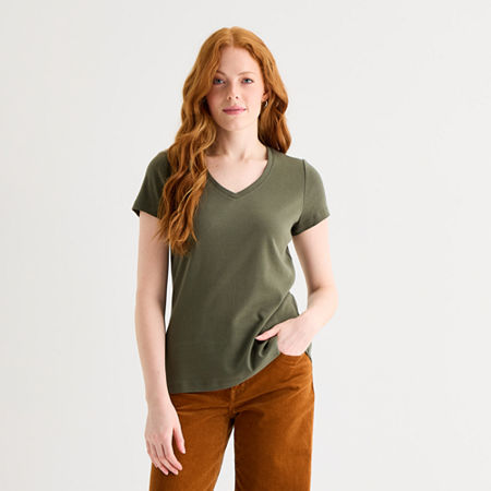 Click here for St. Johns Bay Womens Tall V Neck Short Sleeve T-Sh... prices