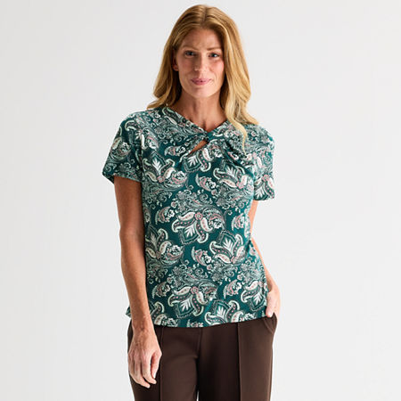 Click here for Liz Claiborne Womens Asymmetrical Neck Short Sleev... prices