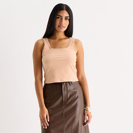 Click here for a.n.a Lace Trim Womens Square Neck Sleeveless Tank... prices