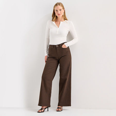 Click here for a.n.a Womens High Rise Wide Leg Jean  18  Brown prices