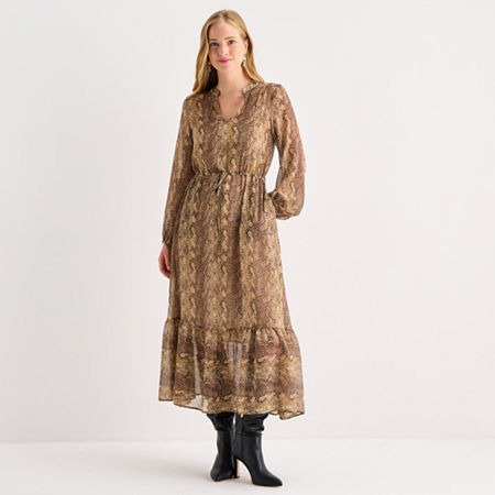 Click here for a.n.a Womens Long Sleeve Animal Maxi Dress  X-smal... prices