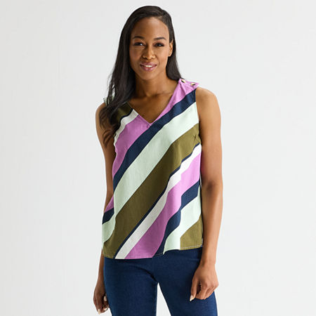 Click here for Liz Claiborne Womens V Neck Sleeveless Blouse  Lar... prices