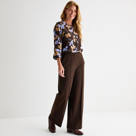 Click here for Liz Claiborne Womens Wide Leg Mid Rise Pull-On Pan... prices