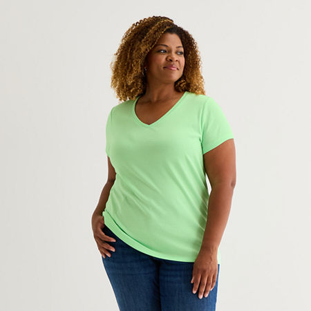 Click here for St. Johns Bay Womens Plus V Neck Short Sleeve T-Sh... prices