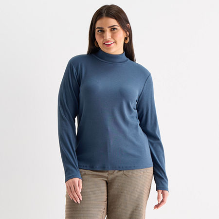 Click here for a.n.a Womens Mock Neck Long Sleeve Plus T-Shirt  4... prices