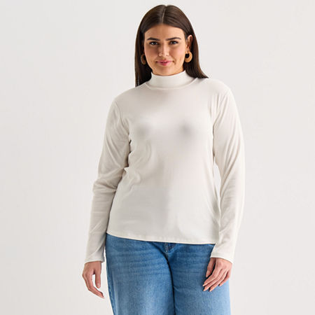 Click here for a.n.a Womens Mock Neck Long Sleeve Plus T-Shirt  3... prices