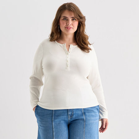 Click here for a.n.a Womens Plus Long Sleeve Regular Fit Henley S... prices