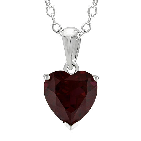 Click here for Heart-Shaped Genuine Garnet Sterling Silver Pendan... prices