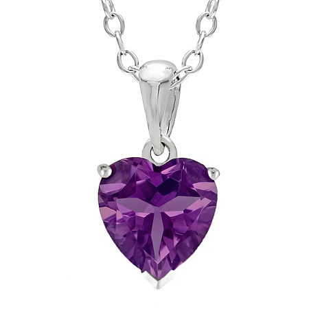 Click here for Heart-Shaped Genuine Amethyst Sterling Silver Pend... prices