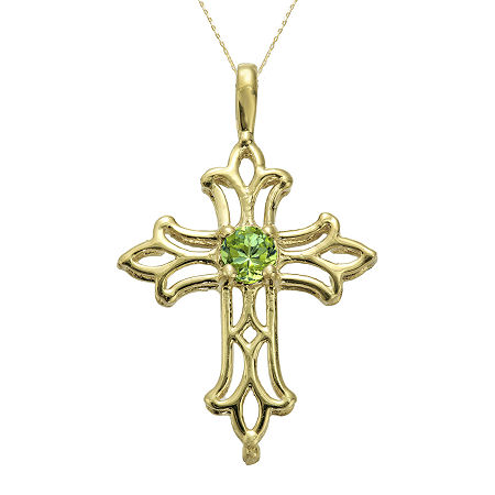 Click here for Genuine Peridot 10K Yellow Gold Cross Pendant Neck... prices