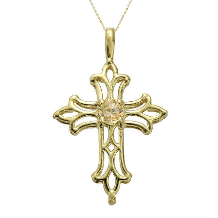 Click here for Genuine Citrine 10K Yellow Gold Cross Pendant Neck... prices