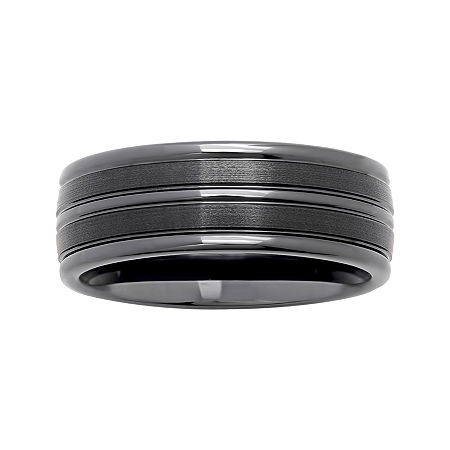 Click here for Personalized Mens 8mm Comfort Fit Striped Black Ce... prices
