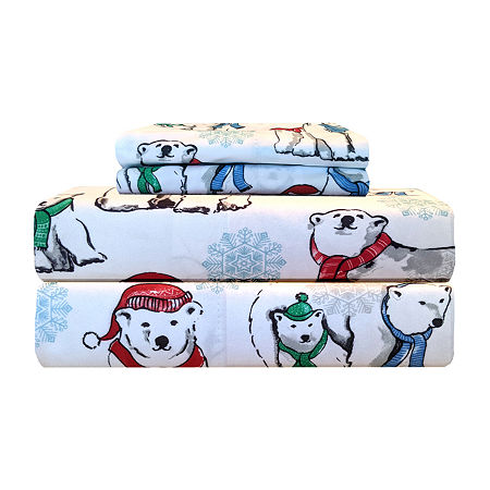 Shavel Micro Flannel Printed 4-Pc. Sheet Set  King - Polar Bears