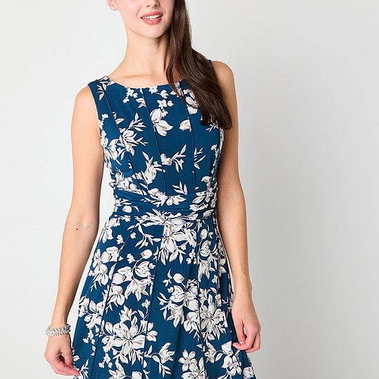 Perceptions Womens Sleeveless Floral Puff Print Midi Fit + Flare Dress ... Perceptions Womens Sleeveless Floral Puff Print Midi Fit + Flare Dress ...