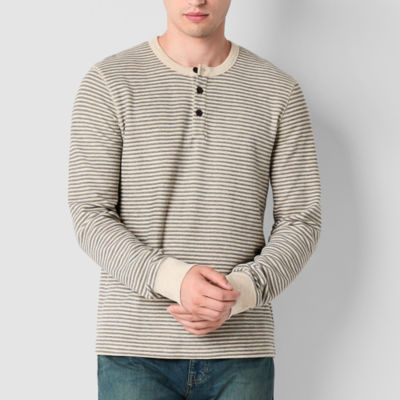 mutual weave Waffle Stripe Mens Long Sleeve Henley Shirt - JCPenney