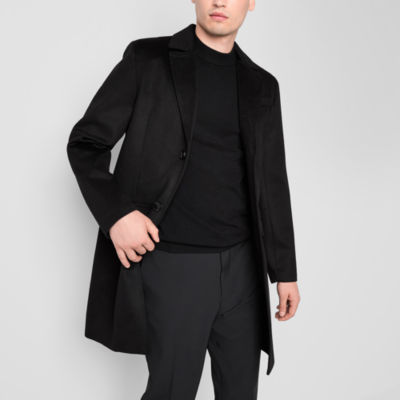 J. Ferrar Mens Water Resistant Midweight Topcoat Coat, Color: Black ...