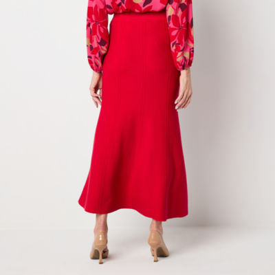 Liz Claiborne Womens Midi Flared Skirt, Color: Cabaret Red - JCPenney