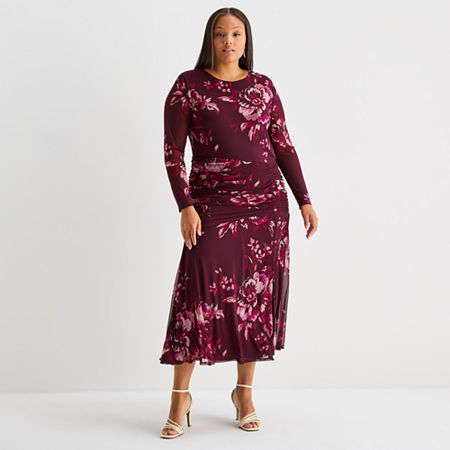 Click here for Premier Amour Womens Plus Long Sleeve Midi Floral... prices